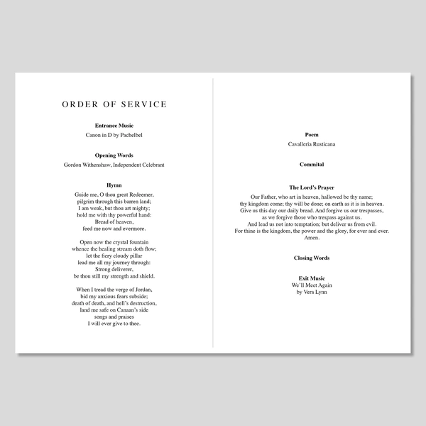Funeral Order Of Service - Template 3 | Prontaprint